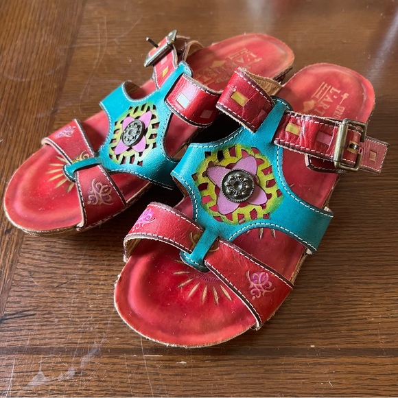 L’Artiste | Shoes | Lartiste Spring Step Gaiton Sandals Red Tooled ...